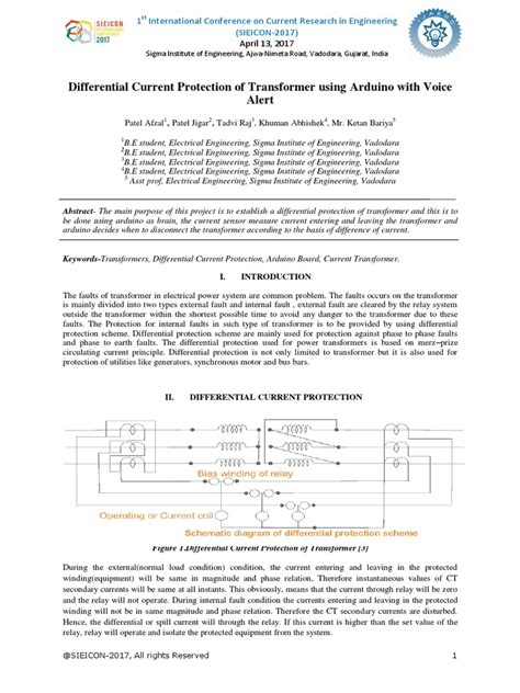 Ee012 Differential Current Protection Of Transformer Using Arduino