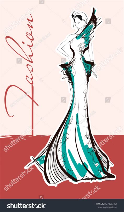 Fashion Girl Sketch Fashion Illustration Drawing Stock Vector Royalty
