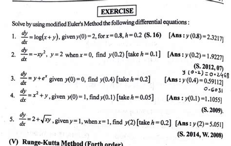 Exercise Solve By Using Modified Eulers Method The Following Differentia