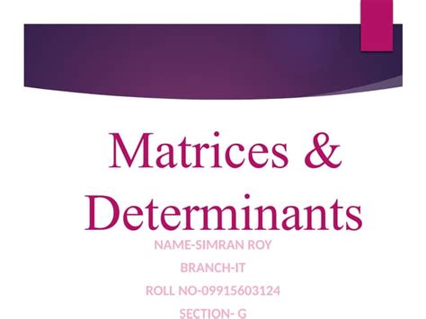 Matrices And Determinants Ppt This Include How To Solve Matrix And Determinant Pptx