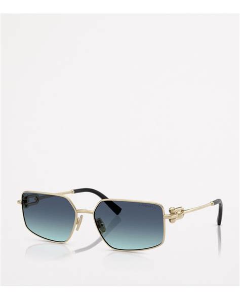 Tiffany And Co Metal Rectangular Tf3111 Sunglasses In Blue Lyst