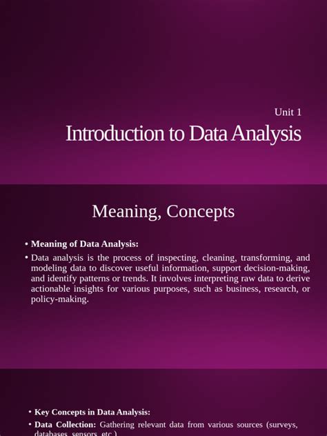 Unit 1 Introduction To Data Analysis Pdf Data Analysis Data