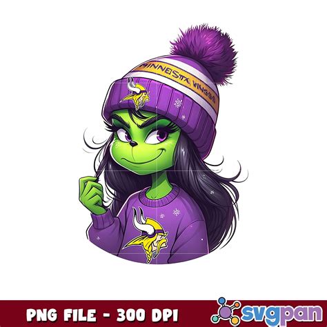Minnesota Vikings Girl Grinch Png Nfl Playoffs Png Nfl Football Png