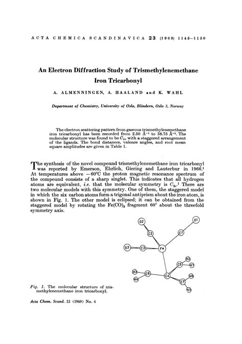 Pdf A Gas Phase Electron Diffraction Investigation Of Trimethylenemethaneiron Tricarbonyl