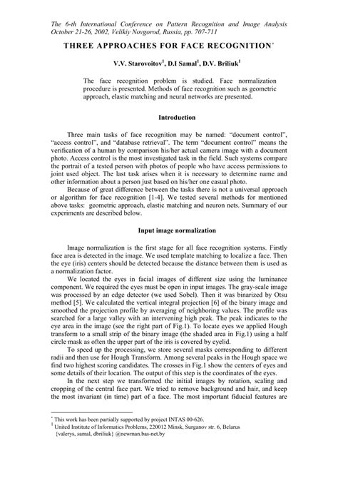Pdf Three Approaches For Face Recognition