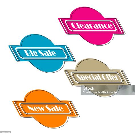컬렉션의 평면 선형 승진 리본 배너 스크롤 가격 태그 스티커 뱃지 포스터 절연 배경 가격에 대한 스톡 벡터 아트 및 기타 이미지 가격 고급 디자인 Istock