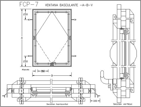 Tilting Window View With Horizontal And Sectional View Dwg File Cadbull