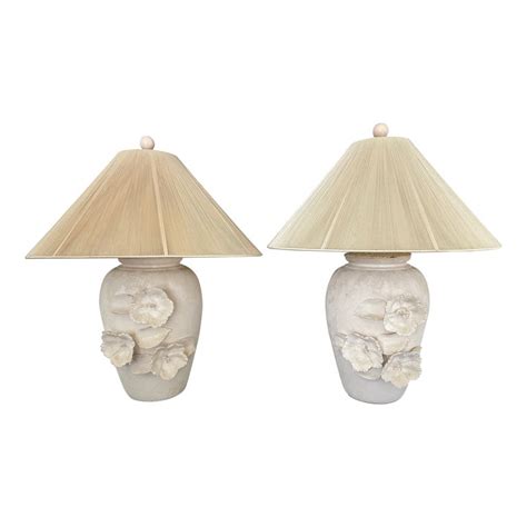Vintage Plaster Jar Lamps With Floral Relief For Sale At 1stdibs