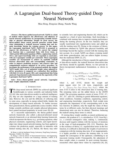 Pdf A Lagrangian Dual Based Theory Guided Deep Neural Network