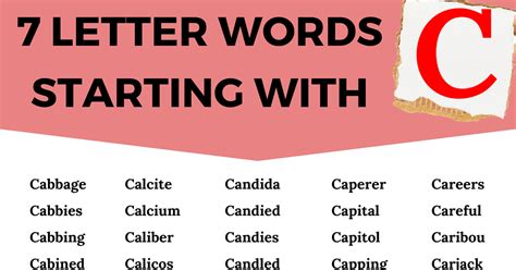 Powerful Letter Words Starting With C In English Esl