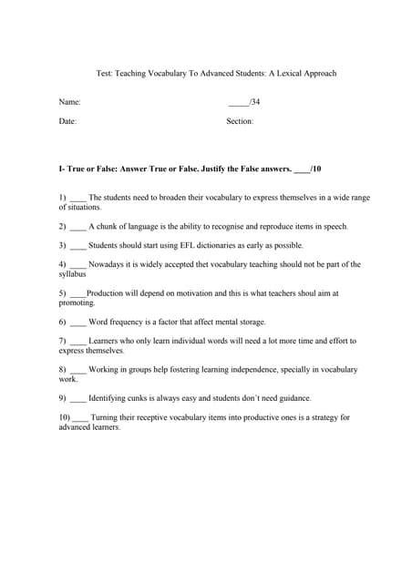 Teaching Vocabulary Answer Key Docx