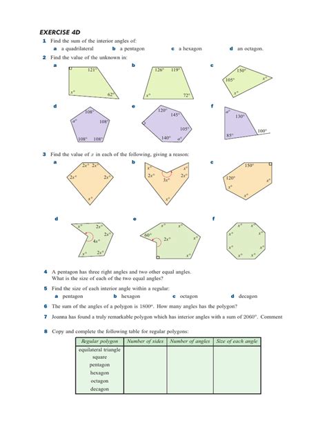 Practice Questions On Polygons Pdf Polygon Triangle