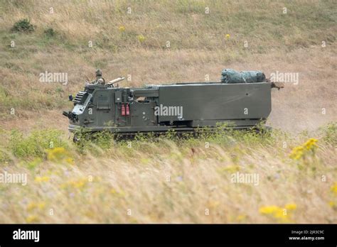 British Army Self Propelled M270 Multiple Launch Rocket System Mlrs In Action On A Military