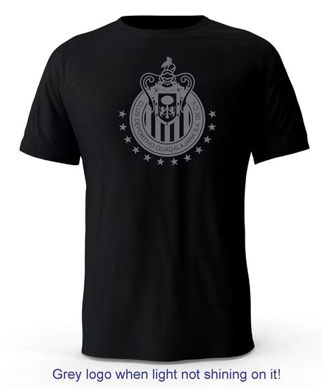 Chivas Guadalajara Futbol Mexico Black Reflective Logo T Shirt Playera