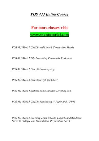 Pos 433 Education Specialist Snaptutorial