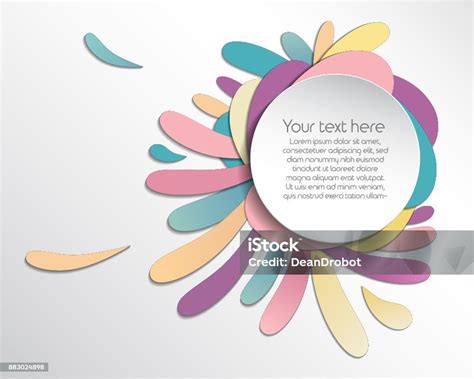 텍스트에 대 한 공간을 가진 다채로운 잎 요소와 추상 3 차원 원형 벡터 일러스트 레이 션 3차원 형태에 대한 스톡 벡터 아트 및 기타 이미지 Istock
