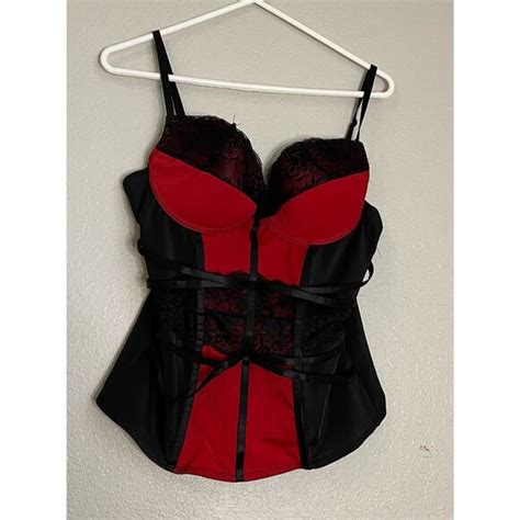 Spirit Holiday Spirit Red Black Corset Bustier Lacy Sexy Xl