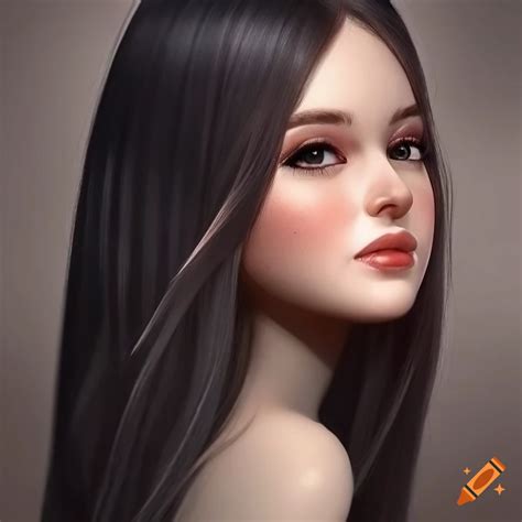 Portrait Of Mabel Pines With Beautiful Long Dark Hair On Craiyon