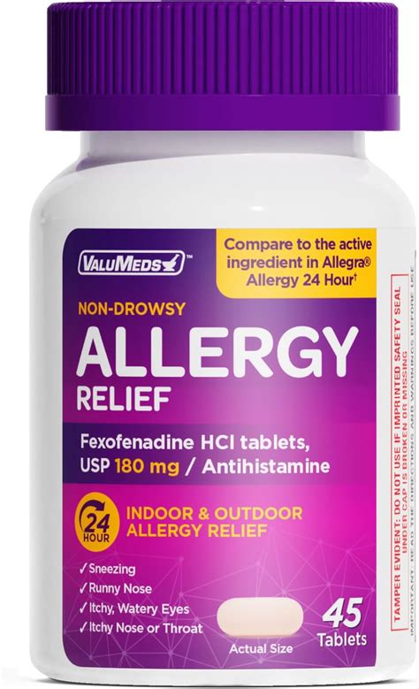 Valumeds 24 Hour Allergy Relief Fexofenadine Hydrochloride