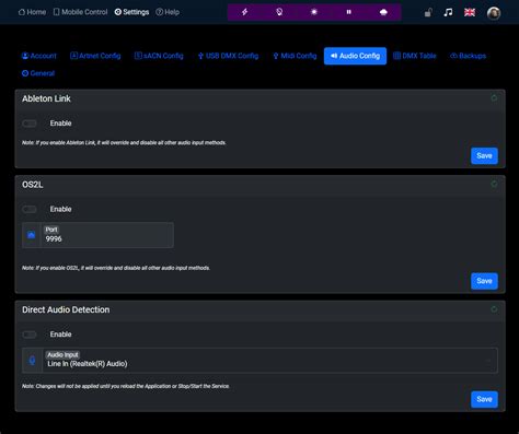 Audio Configuration — Dmxdesktop