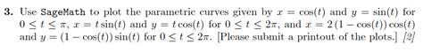 3 Use SageMath To Plot The Parametric Curves Given Chegg