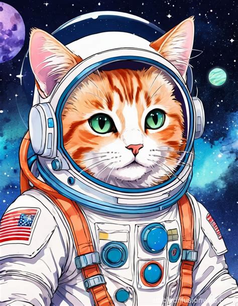Cute Cat In Space Exploration Stable Diffusion Online