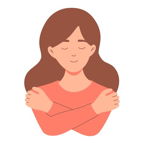 Chica Abrazándose A Sí Misma Autocuidado ámate A Ti Mismo Concepto