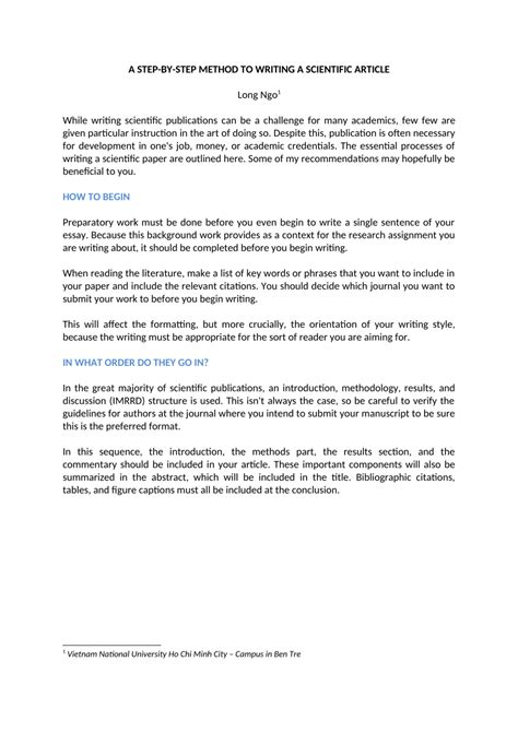 Pdf Method To Writing A Scientific Article A Step By Step