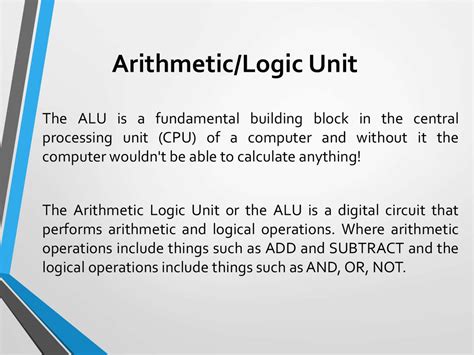 Arithmetic Logic Unit In Computer About The Cpu And Its Units Io Unit