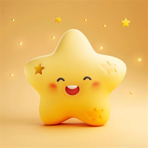 Cute Smiling Star Character With A Cheerful Expression Surrounded By