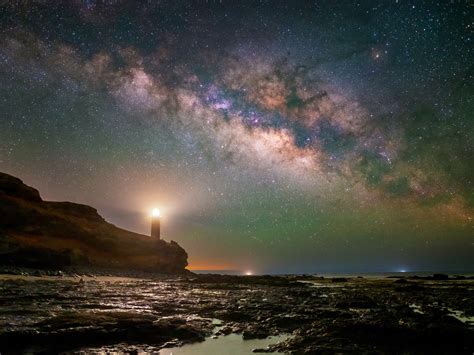 등대 은하 별이 빛나는 하늘 푸에르테 벤 투라 스페인 5k시사
