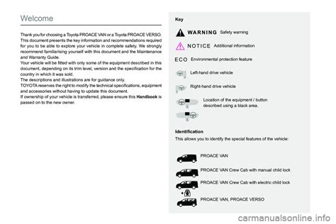 Toyota Proace Verso Owners Manual Pages