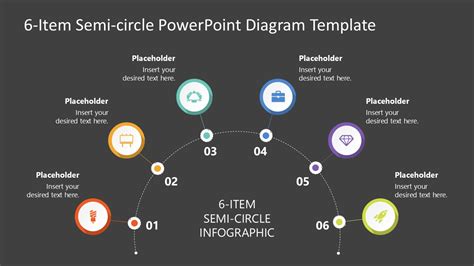 6 Item Semi Circle Infographic Powerpoint Diagram Template