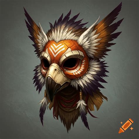 A Detailed Fantasy Mask Resembling A Birds Head With Feathers And