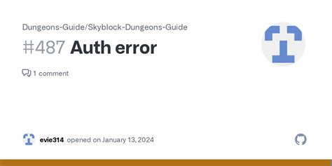 Auth Error · Issue 487 · Dungeons Guideskyblock Dungeons Guide · Github