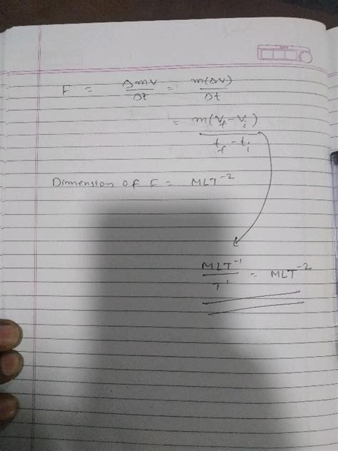 35 Check The Dimensional Consistency Of The Equation Force L Nange In Momentum 36 Check The