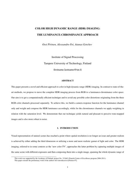 pdf color high dynamic range imaging the luminance chrominance approach