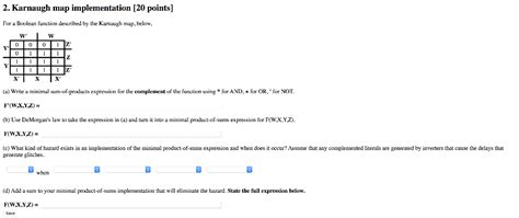 Solved Karnaugh Map Implementation Points For A Chegg Com