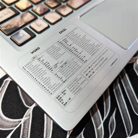 ᐉ Наклейка з переліком комбінацій гарячих клавіш сполучення клавіш Word Excel For Windows