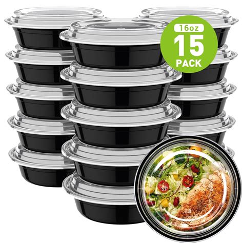 Tinana 16 Oz Round Meal Prep Containers With Lids 15 Pack Microwave