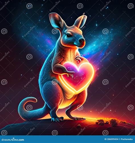 Kangaroo Hugging Heart Kangaroo With A Heart In His Hands 3d Rendering
