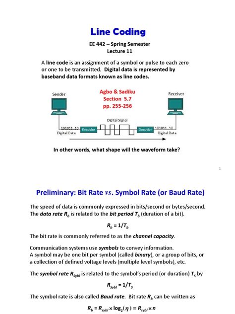 lecture11 line coding pdf signal to noise ratio spectral density