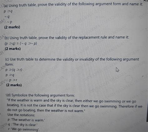 Solved A Using Truth Table Prove The Validity Of The Chegg