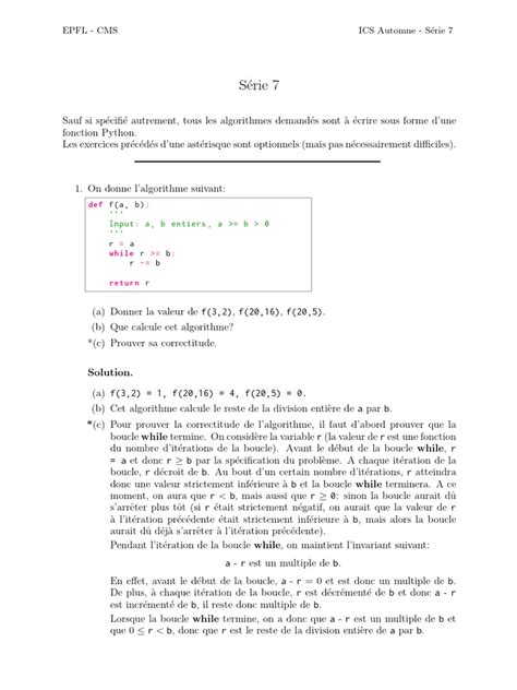Algorithmes Python Exercices Et Solutions Pdf Structure De