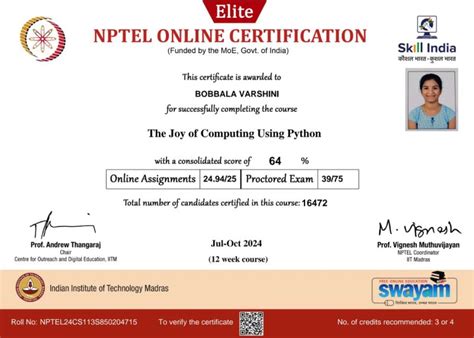 python programming nptel joyofcomputing learning certification bobbala varshini