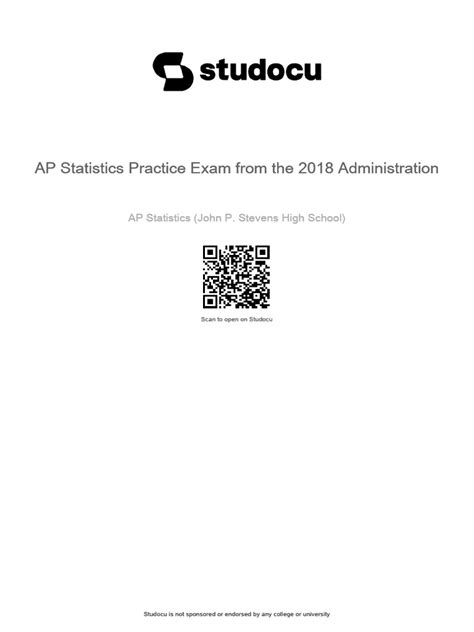 Ap Statistics Practice Exam From The 2018 Administration Pdf Statistical Analysis Teaching