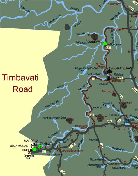 Timbavati Road Map Kruger National Park
