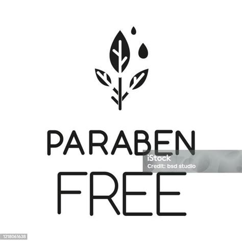 파라벤 무료 문말 아이콘입니다 비 화학 약학 저자극성 화장품 제품 무료 성분 민감한 피부를위한 약 실루엣 기호입니다 음수 공간입니다 벡터 절연 그림 개념에 대한 스톡 벡터