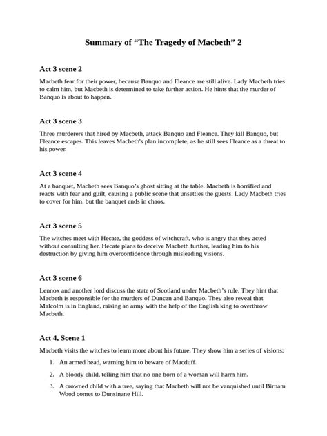 Summary Of The Tragedy Of Macbeth 2 Pdf