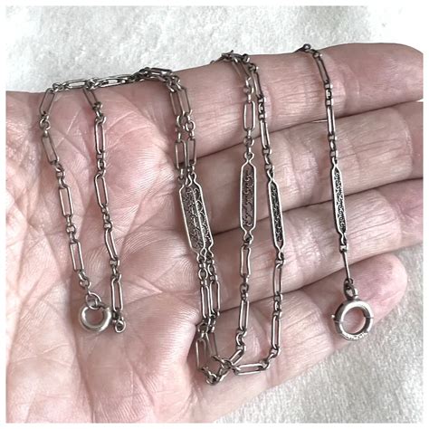 Art Deco Sterling Fancy Paperclip Lorgnette Chain 24 Plus Drop Ruby Lane